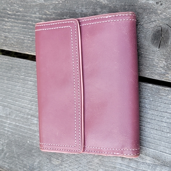 Coach | Bags | Coach Pink Plum Leather Wallet | Poshmark